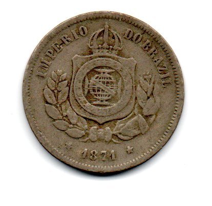 Numis Market - 1871 - 100 Réis - Moeda Brasil Império