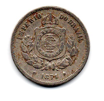 Numis Market - 1871 - 100 Réis - Moeda Brasil Império