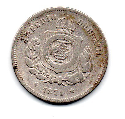 Numis Market - 1871 - 100 Réis - Moeda Brasil Império