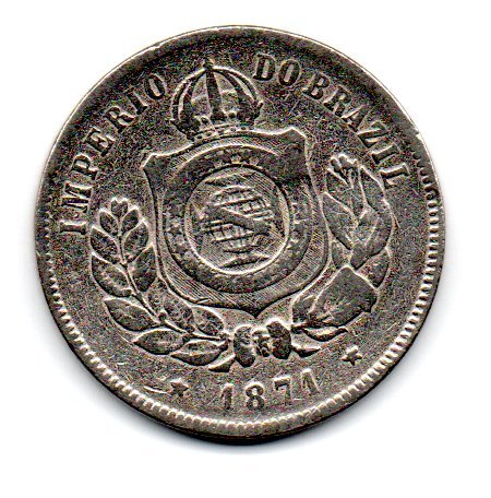 Numis Market - 1871 - 200 Réis - Moeda Brasil Império