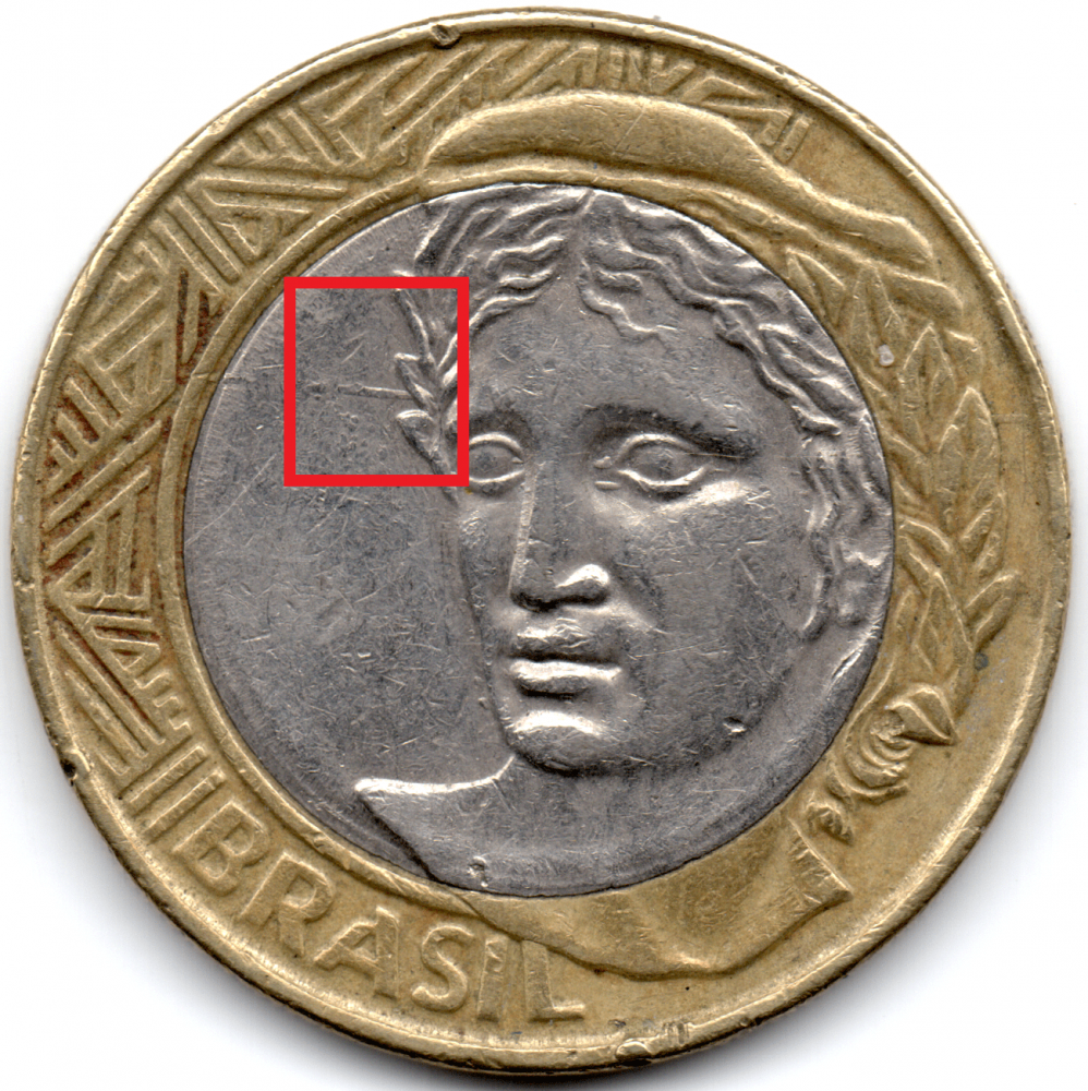 Numis Market - 1998 - 1 Real - ERRO : Cunho Marcado - Moeda Brasil